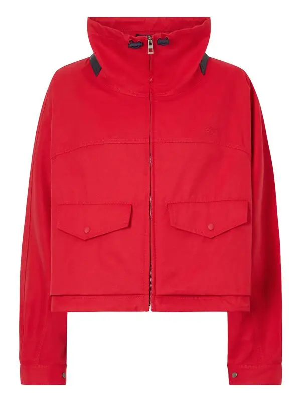 Loewe Leather-trimmed Anagram-embroidered Cropped Cotton And Silk-blend Gabardine Jacket - Red