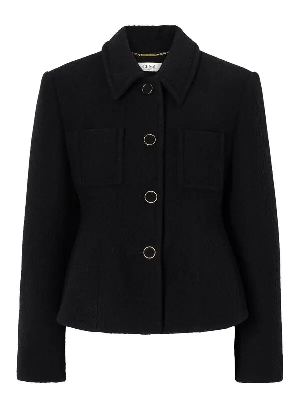 Chloé Wool-blend Bouclé Jacket - Black