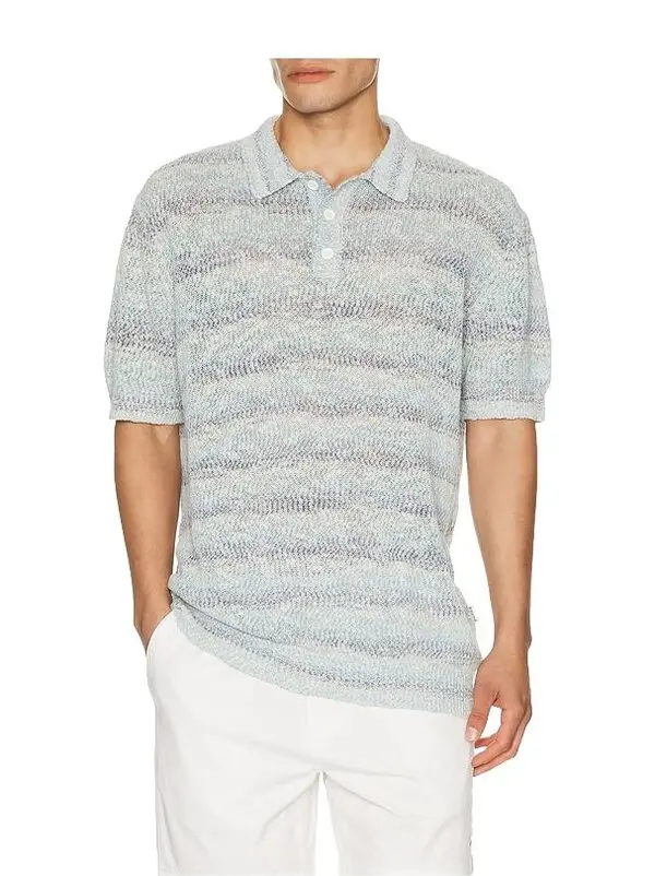 BOUND Marine Textured Knit Polo In . Also - Blue