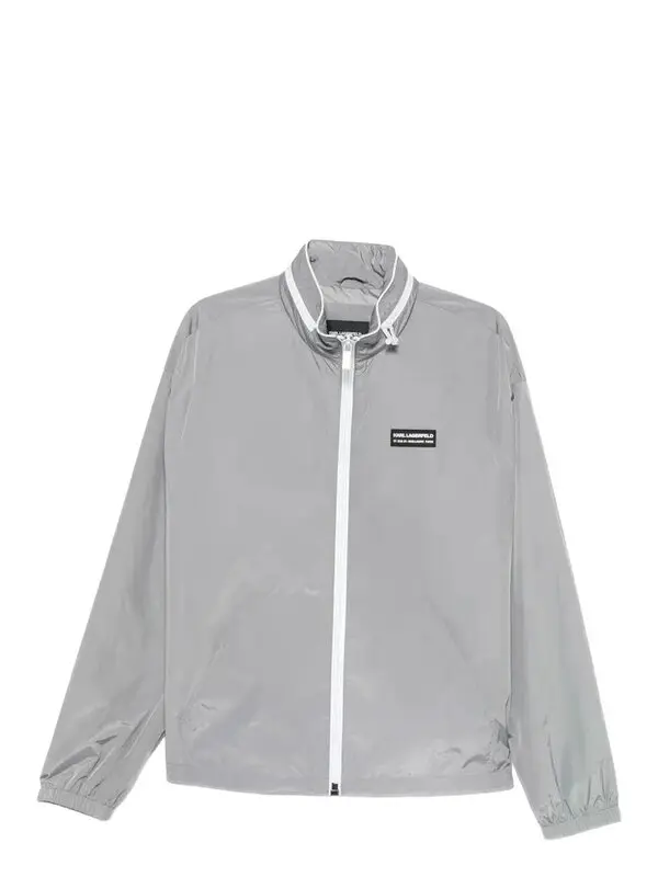 Karl Lagerfeld High Neck Zip Up Lightweight Jacket - Grey