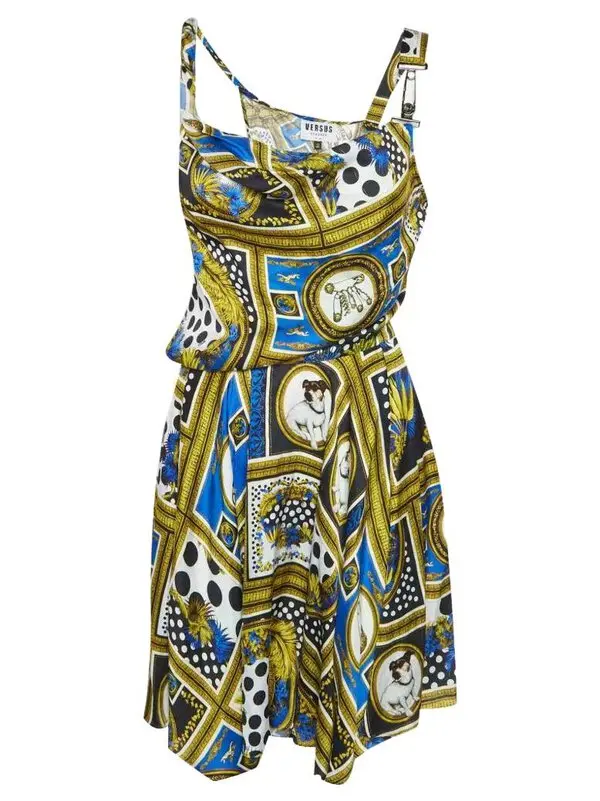 VERSUS Printed Satin Dress - Blue