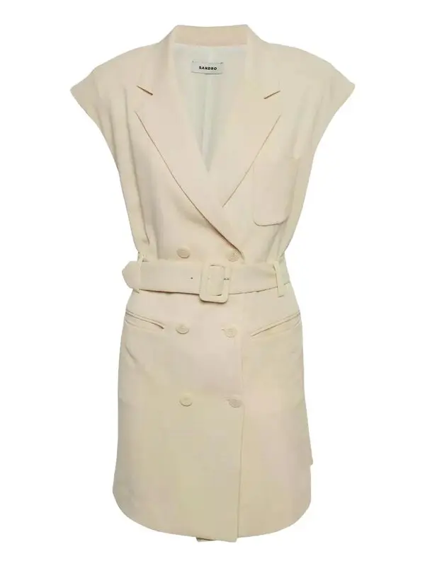 Sandro Belted Sleeveless Mini Dress - Neutrals