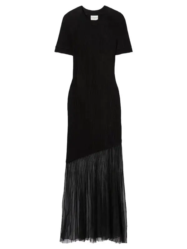 Claudie Pierlot Ribbed Knit Asymmetric Hem Dress - Black