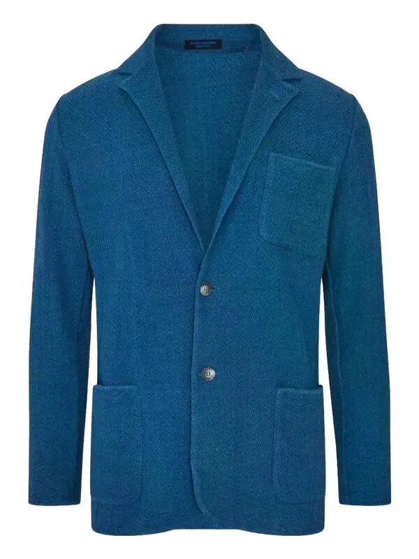 PATRICK ASSARAF Herringbone-knit Single-breasted Blazer - Blue