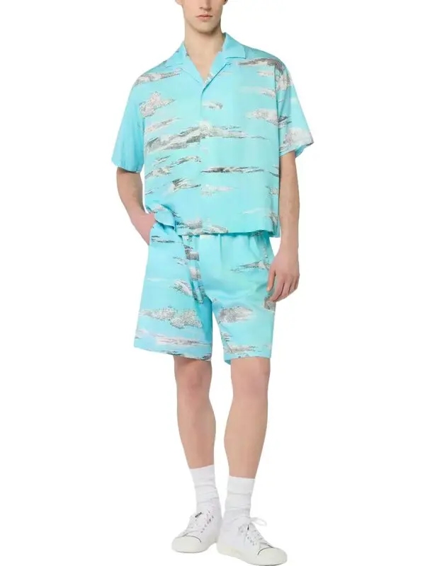 Moschino Cloud Print Wide Leg Shorts - Blue