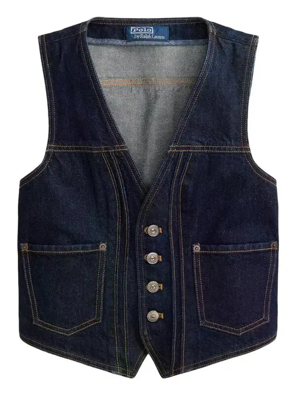 Polo Ralph Lauren V-neck Denim Waistcoat - Blue