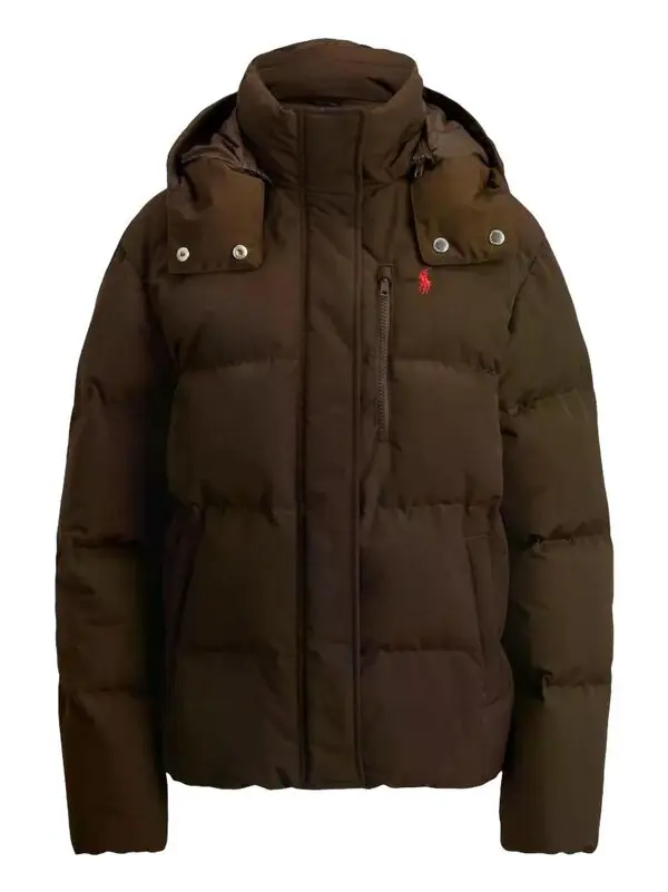 Polo Ralph Lauren Padded Jacket With Detachable Hood And Embroidered Logo - Brown