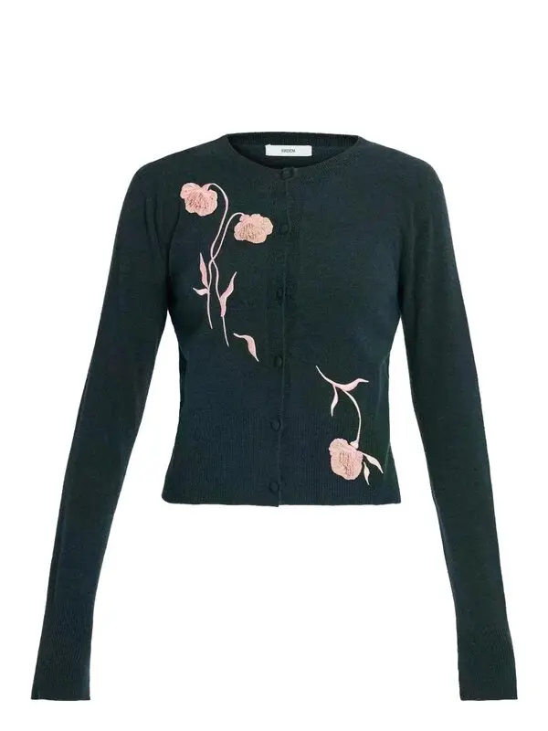 Erdem Floral Embroidered Cardigan - Green
