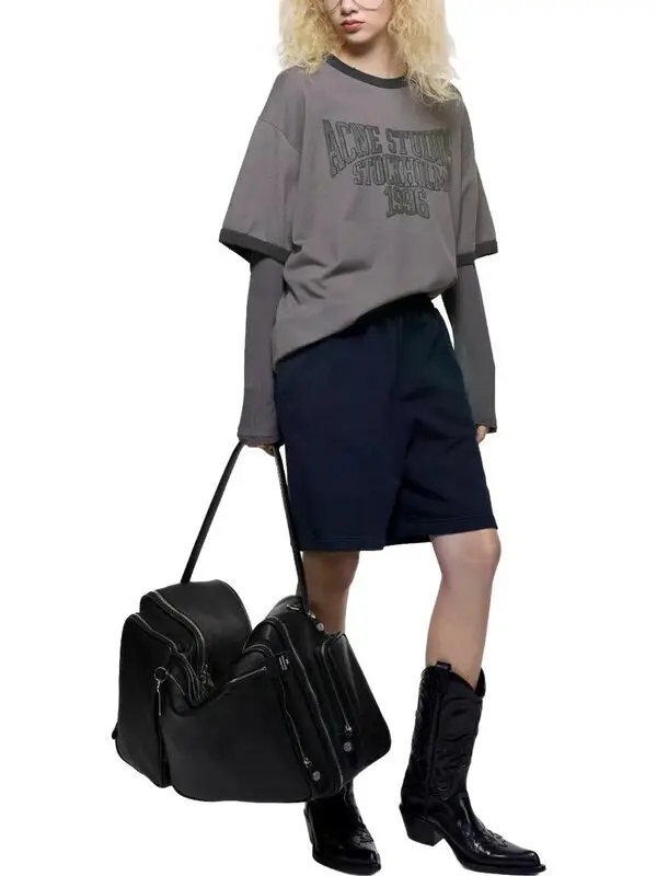 Acne Studios Layered-sleeve Logo T-shirt - Grey