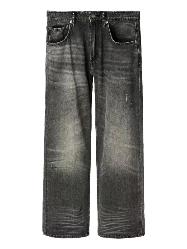 VAGUE STUDIOS Buttoned Distressed Jeans - Grey