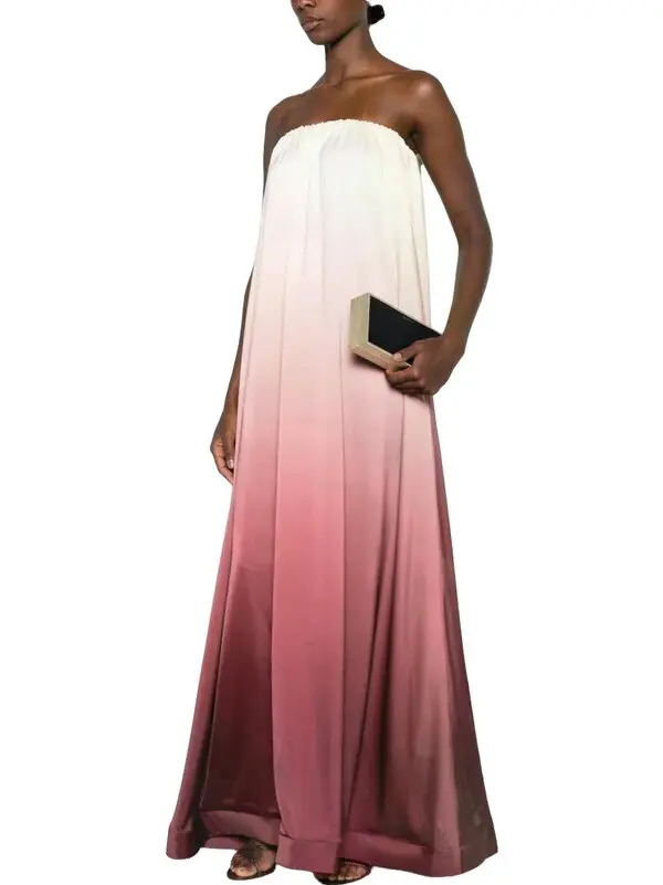L'IDEE Costiera Strapless Ombré-effect Maxi Dress - Neutrals
