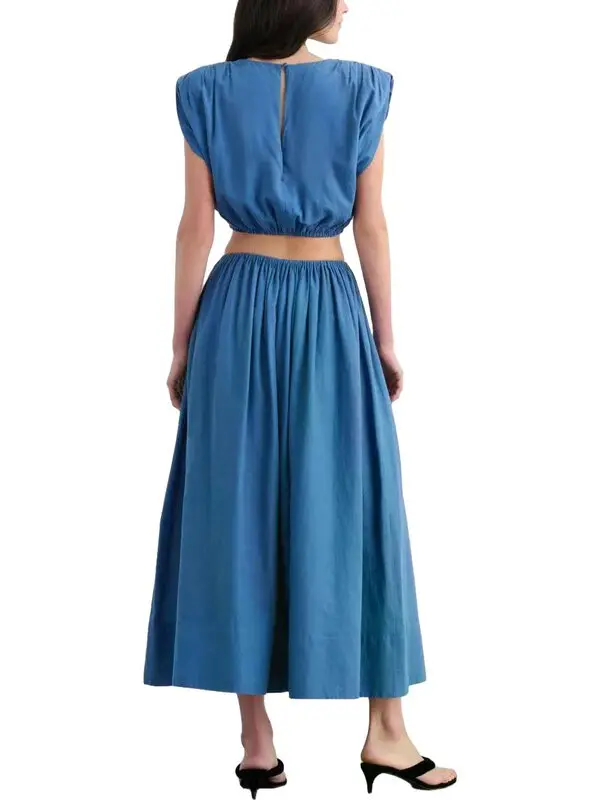 TOCCIN Imogen Gathered Midi Skirt - Blue