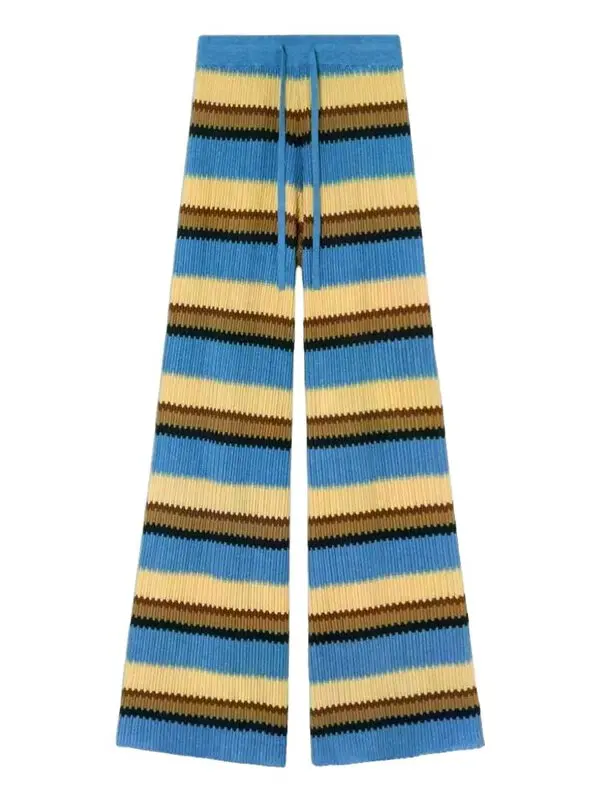 Guest In Residence Striped Ribbed-knit Palazzo Pants - Blue