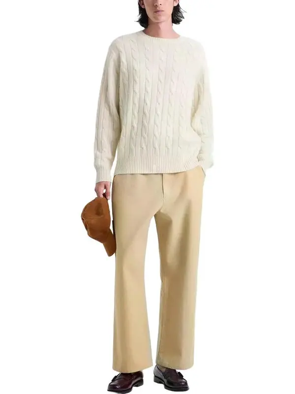 SPORTY & RICH Src Cable-knit Logo Sweater - Neutrals