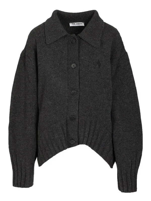 Attico Logo-embroidered Cardigan - Grey