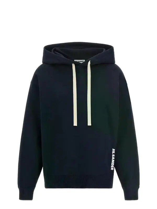 JIL SANDER Logo Print Dropped-shoulder Hoodie - Blue