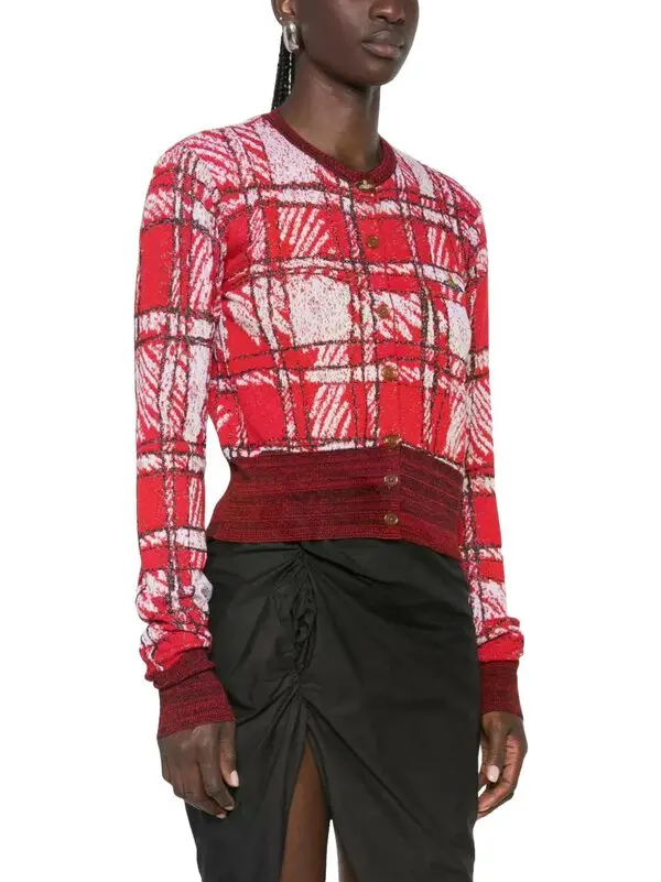 VIVIENNE WESTWOOD Scribble Check Buttoned Cardigan - Red