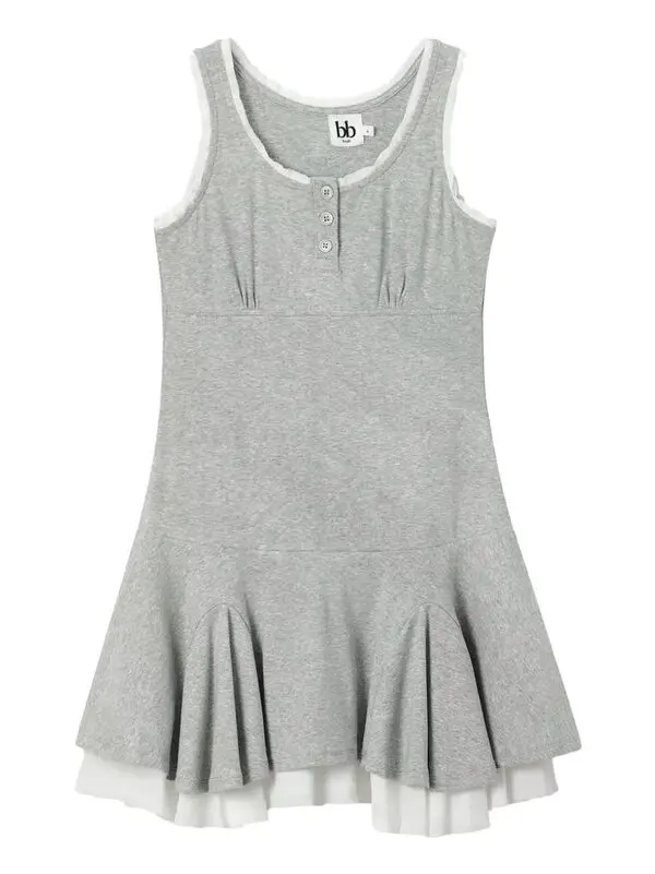 B+AB Mini Ruffled Trim Sleeveless Dress - Grey