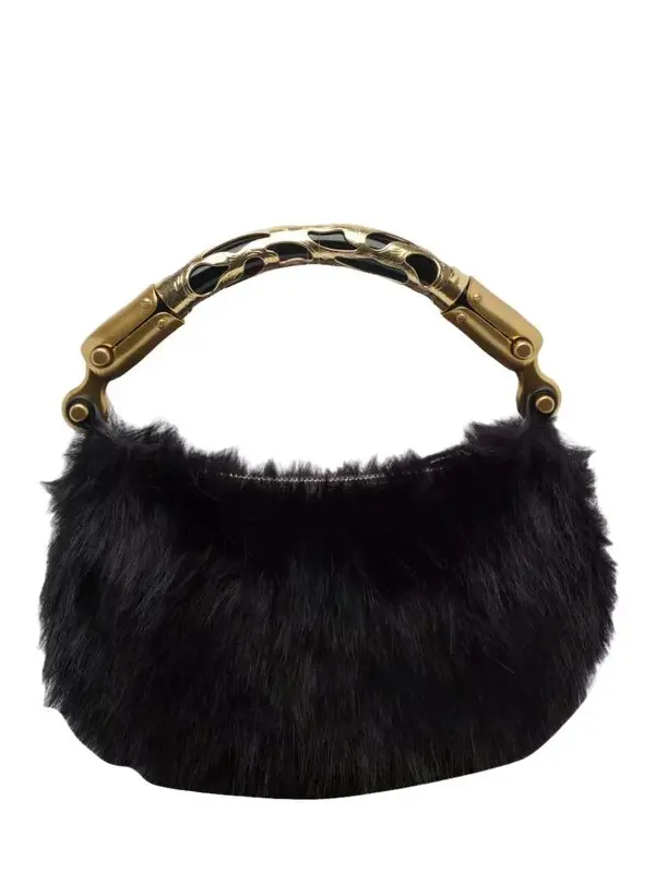 Balmain Faux-fur Tote Bag With Gold-tone Accents - Black
