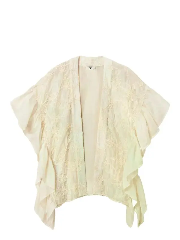 TWINSET Floral Ruffled Cape - Neutrals