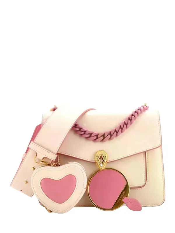 BVLGARI Serpenti Forever Maxi Chain Heart Pouch Leather Small Crossbody Bag - Neutrals