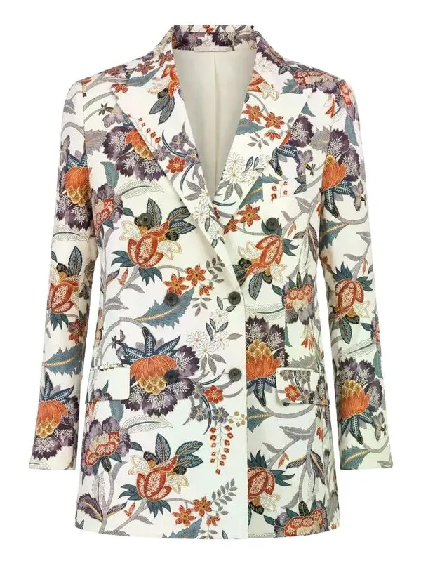 IBRIGU Floral Print Double-breasted Blazer - Neutrals