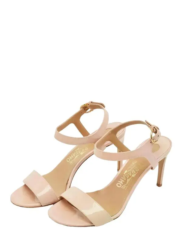 FERRAGAMO Patent Leather Ankle-strap Stiletto Sandals - Pink