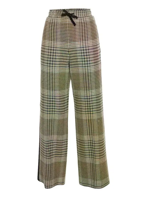 Maje Plaid Wide-leg Trousers With Side Stripe Detail - Neutrals