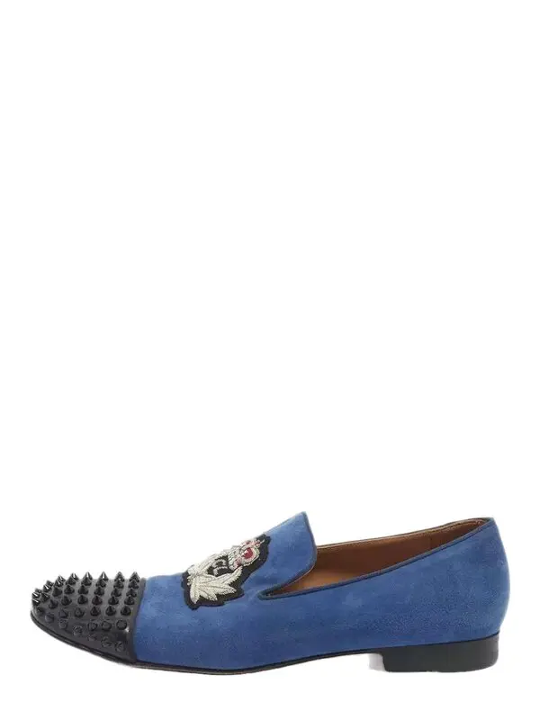 CHRISTIAN LOUBOUTIN Harvanana Spike-detail Suede Slippers - Blue