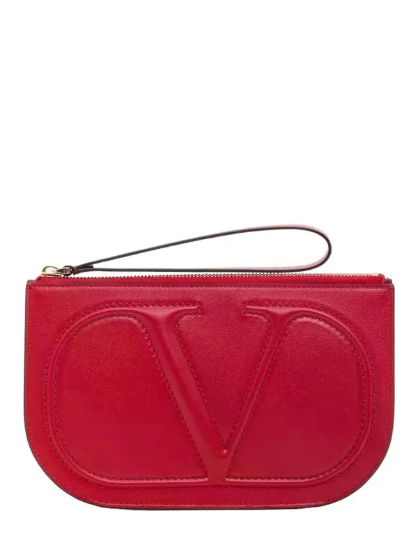 Valentino Garavani Vlogo Walk Calfskin Pouch - Red