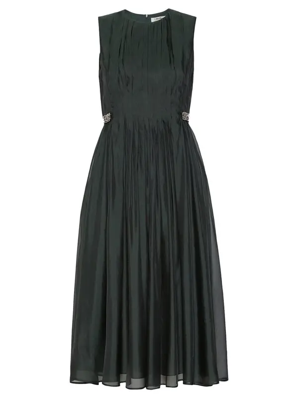 Max Mara Silk-blend Organza Fit-and-flare Maxi Dress - Green