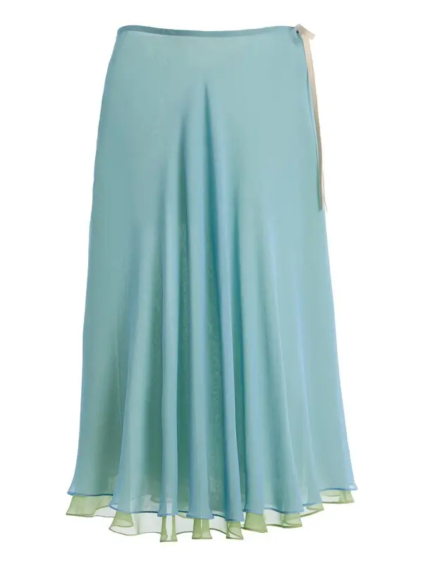 TAE PARK Chiffon Midi Skirt With Ruffled Hem - Blue
