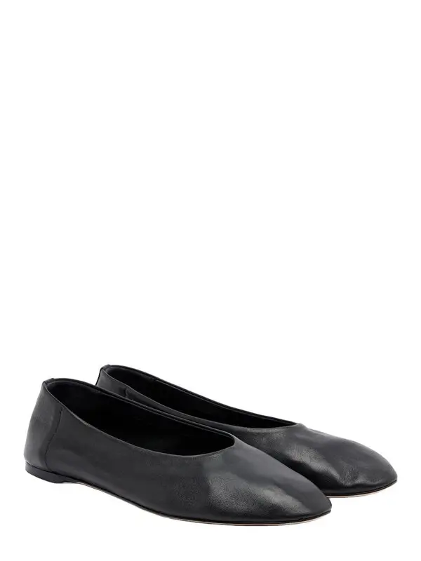 TOTEME Leather Ballet Flats - Black