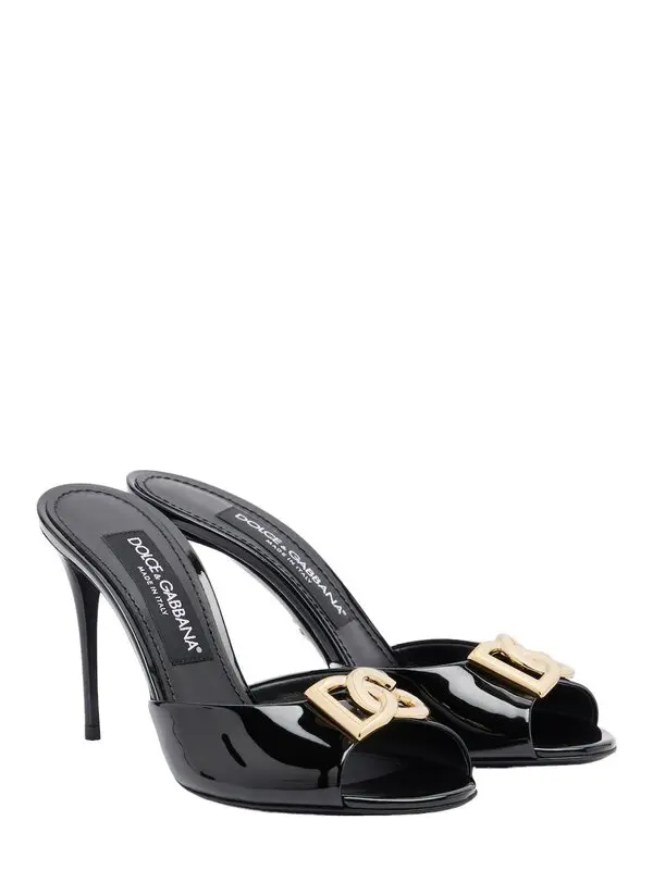 Dolce & Gabbana Patent Leather Mules - Black