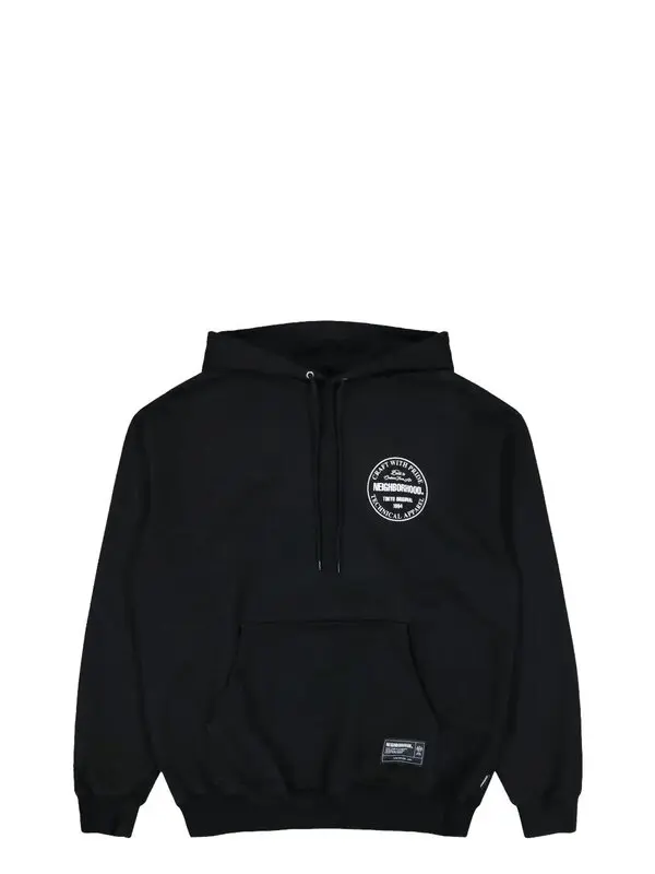NEIGHBORHOOD Logo Print Drawstring Hoodie - Black