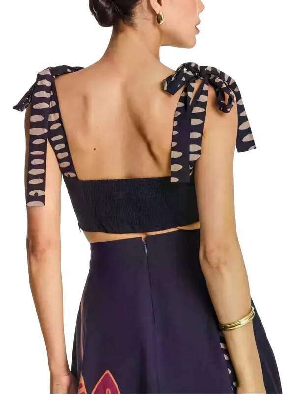 DIARRABLU Tie-strap Abstract-print Top - Blue