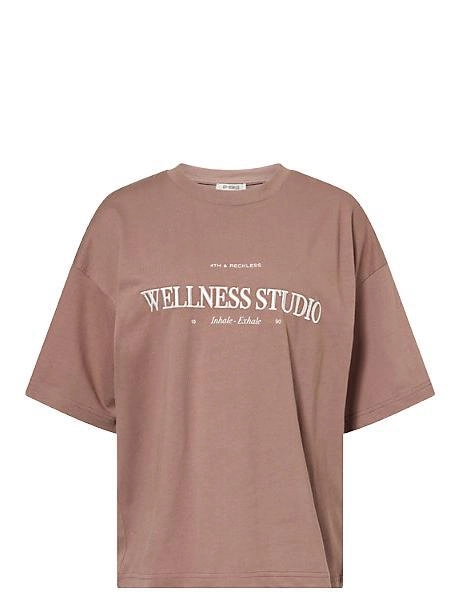 4TH & RECKLESS Naya Brand-print Cotton T-shirt - Brwn