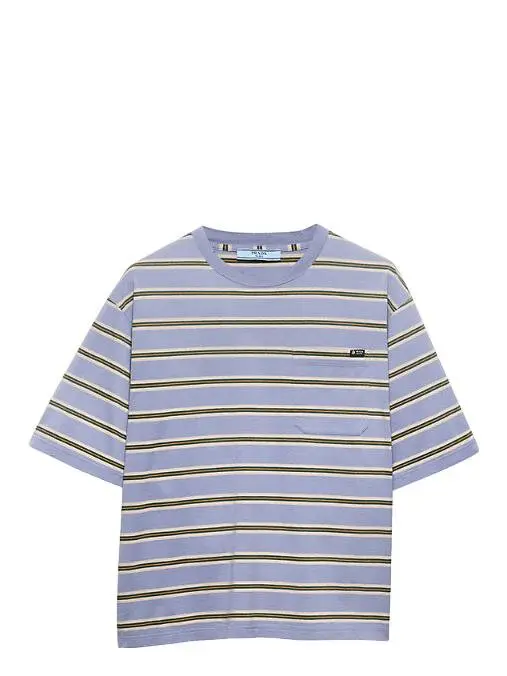 Prada Cotton-jersey Striped T-shirt - Light Blue