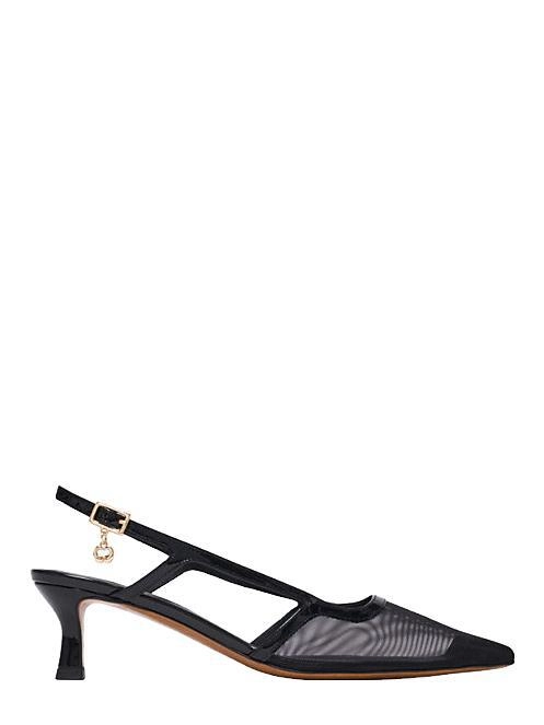 Maje Clover Charm Mesh And Leather Slingbacks - Black