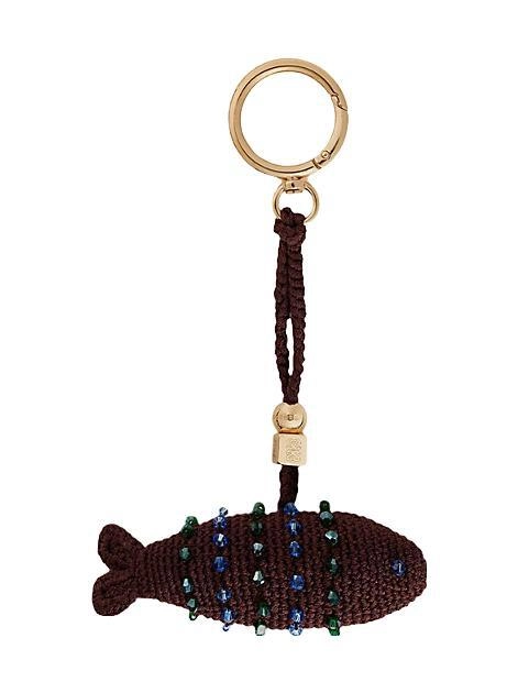 Sandro Handmade Crochet Fish Charm With Gold-tone Hardware - Brown