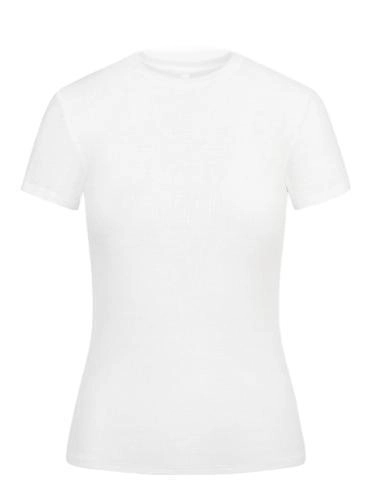 SKIMS Sheer Rib Short-sleeve Jersey Top - Snow