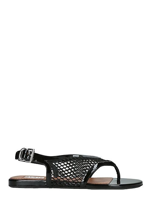 Alaïa Azzedine Fishnet Flat Leather Sandals - Black