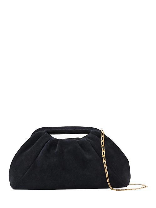 REISS June Suede Clutch Bag - Navy