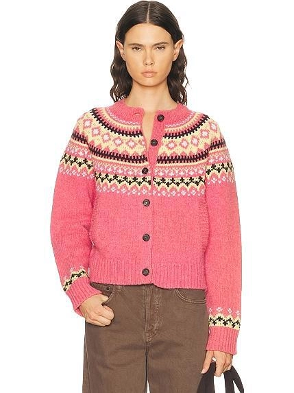 Miu Miu Wool Fairisle Cardigan - Rosa