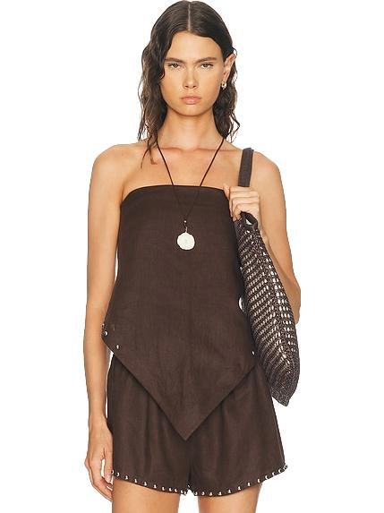 Staud Sonya Linen Top - Root Studs