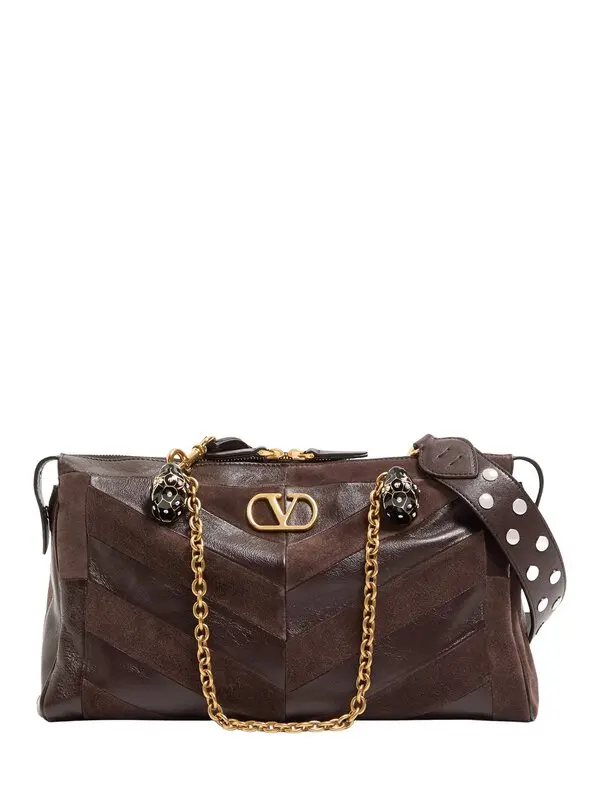 Valentino Garavani Medium Leather Panthea Tote Bag - Brown