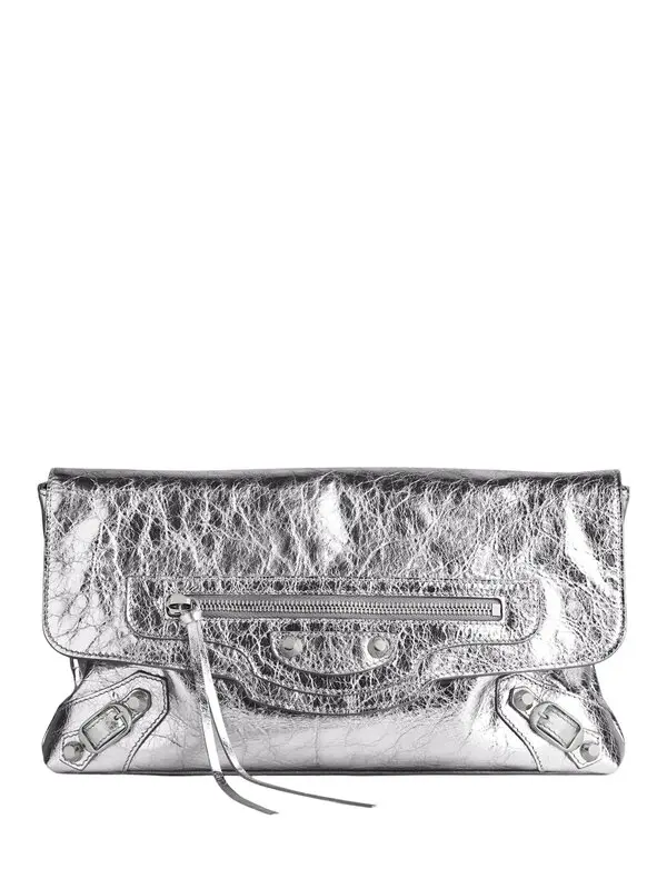 Balenciaga Lambskin Le City Clutch Bag - Silver