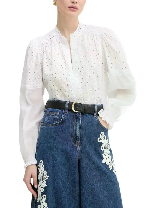 TWINSET Broderie Anglaise Lace-trim Blouse - White
