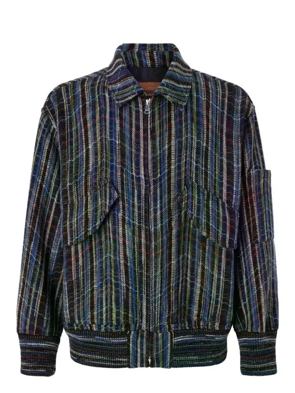 Missoni Zigzag Knit Zip-up Jacket - Blue