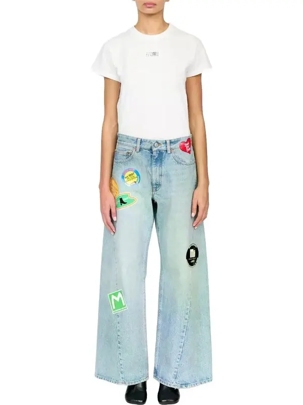 MAISON MARGIELA Wide-leg Jeans With Archive Sticker Collage - Blue